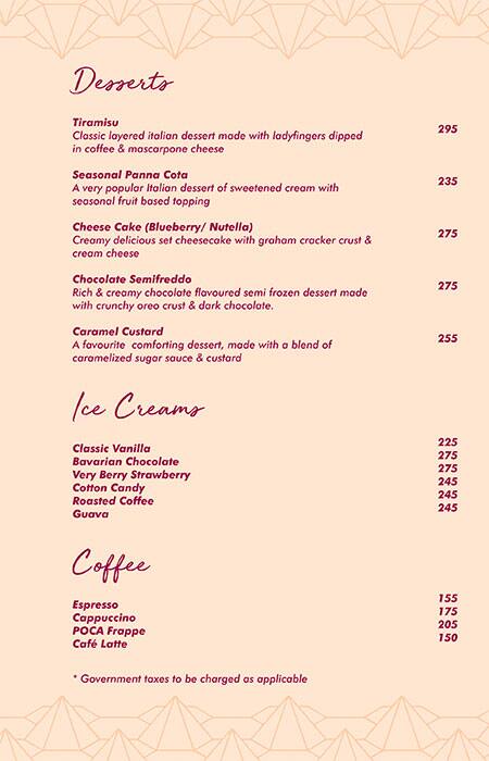 Menu at POCA - The Global Dining, Vadodara