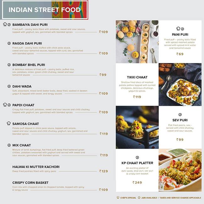 Menu of Kailash Parbat, Jayalakhsmipuram, Mysore