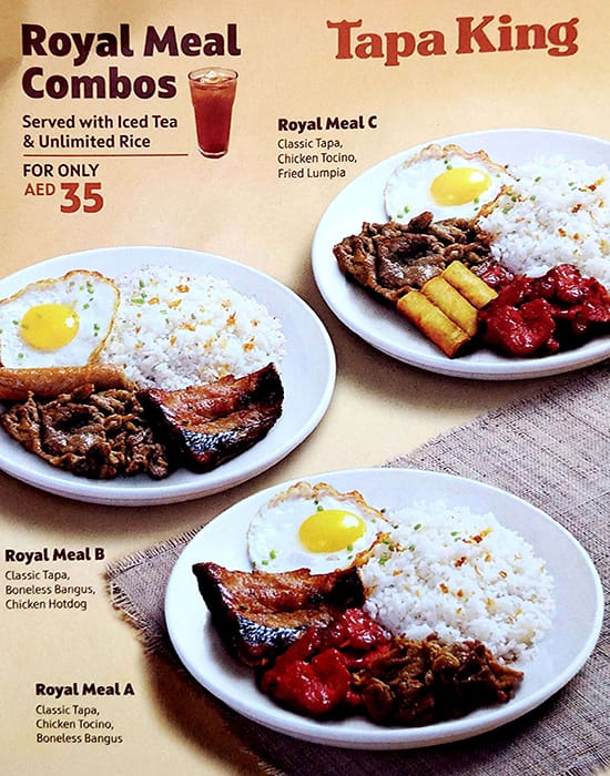 Tapa king menu store