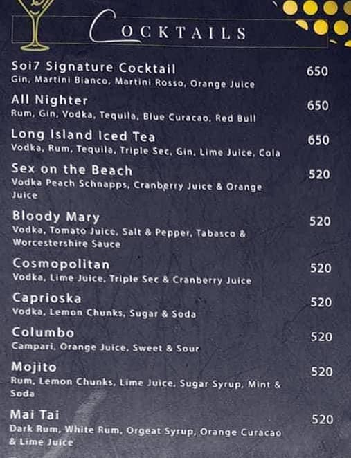 Menu at Soi 7, Gurugram, Cyberhub 205 To 209