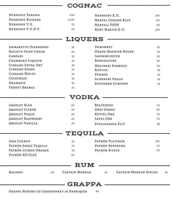 Menu at The Forge restaurant, Abu Dhabi