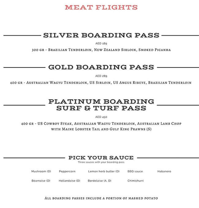 Menu at The Forge restaurant, Abu Dhabi