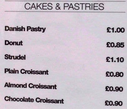 Menu at George Farha Café - Students' Union UCL cafe, London