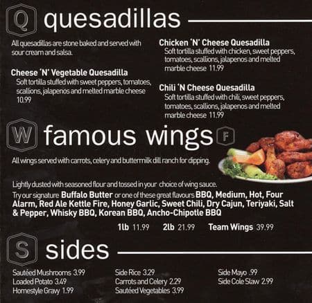 Menu at Fox & Fiddle Danforth pub & bar, Toronto, 535 Danforth Ave