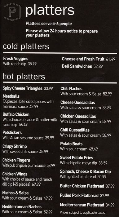 Menu at Fox & Fiddle Danforth pub & bar, Toronto, 535 Danforth Ave