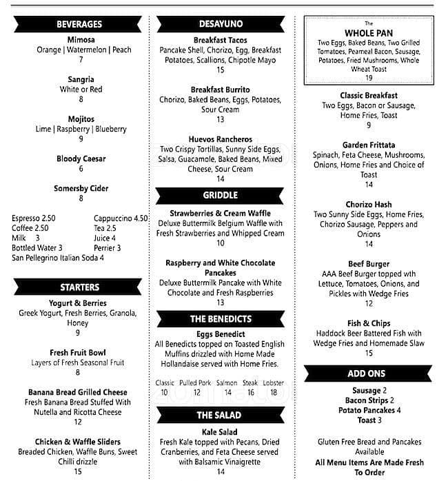 Menu at Fox & Fiddle Danforth pub & bar, Toronto, 535 Danforth Ave