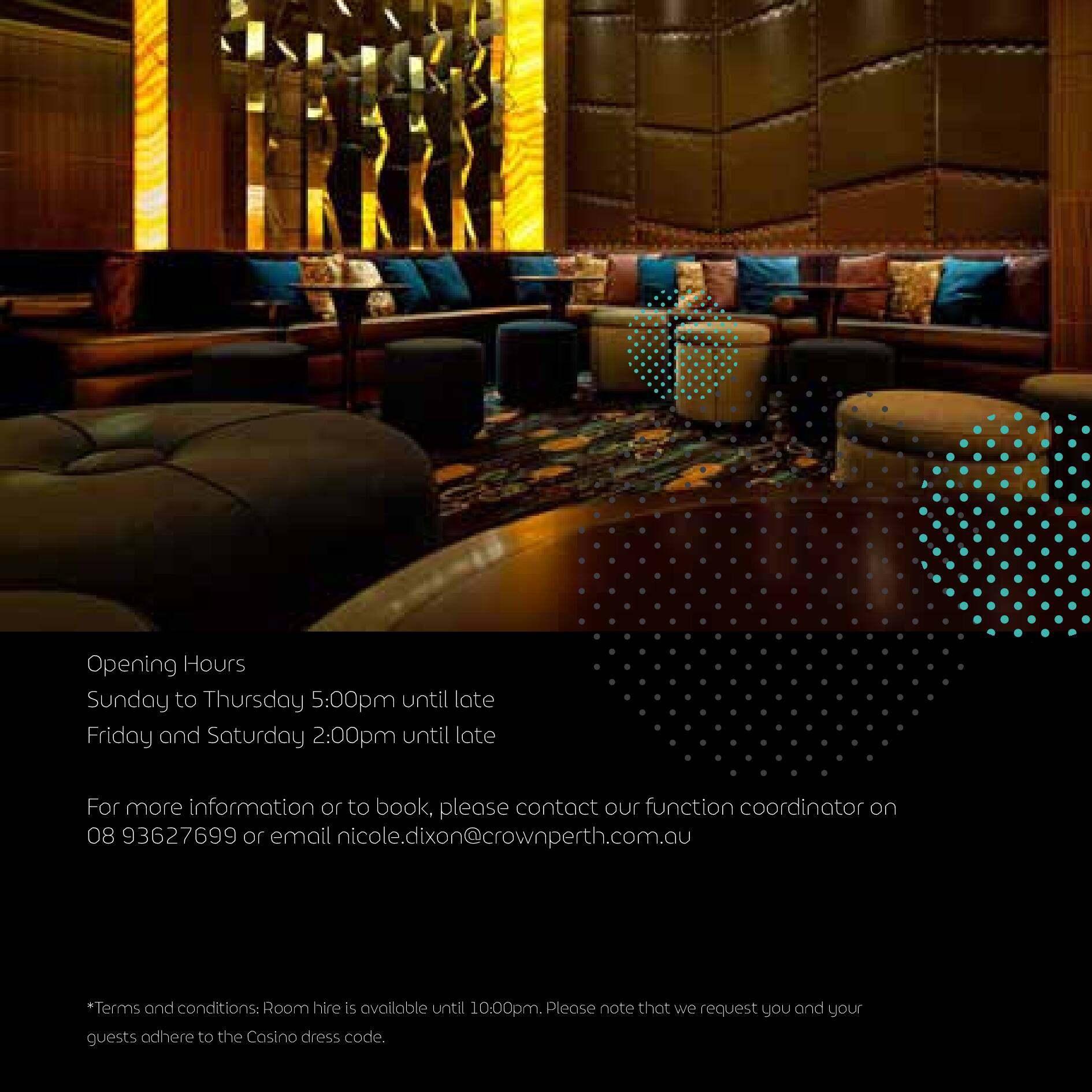 Menu at Fusion Bar, Burswood