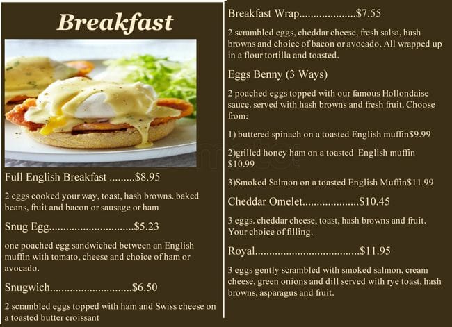 The Snug Cafe Menu, Menu for The Snug Cafe, Bowen Island, West ...