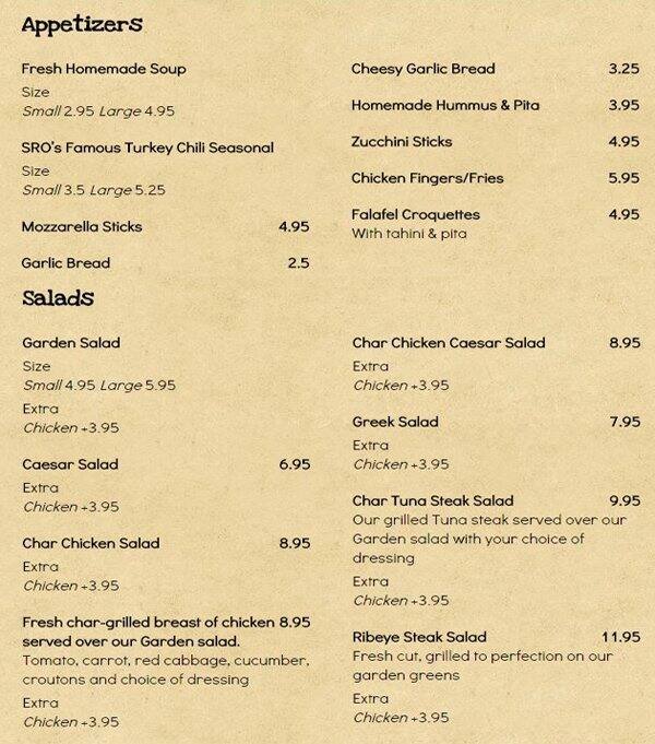 Standing Room Only Menu, Menu for Standing Room Only, South Loop ...