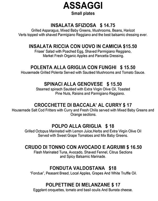 Menu at Il Posto Accanto pub & bar, New York City, 190 E 2nd St