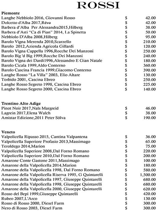 Menu at Il Posto Accanto pub & bar, New York City, 190 E 2nd St