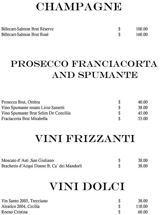 Menu at Il Posto Accanto pub & bar, New York City, 190 E 2nd St