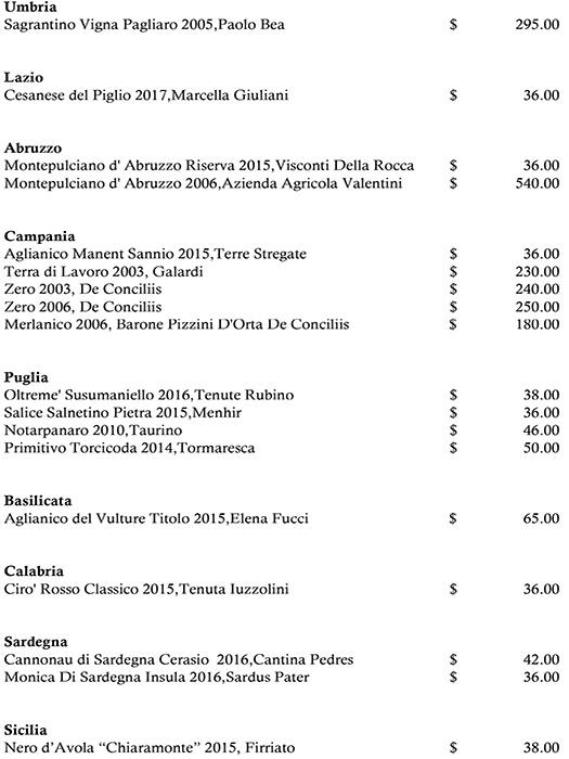 Menu at Il Posto Accanto pub & bar, New York City, 190 E 2nd St