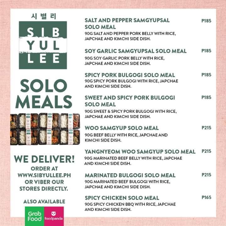 Menu at Sibyullee Unlimited Korean Barbecue (Alabang Town Center ...