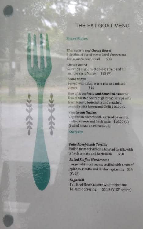 Menu at The Fat Goat pub & bar, Upwey