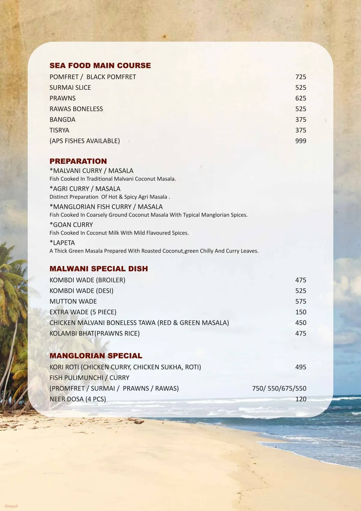 Menu at Malvan Tadka, Thane, Louis Wadi