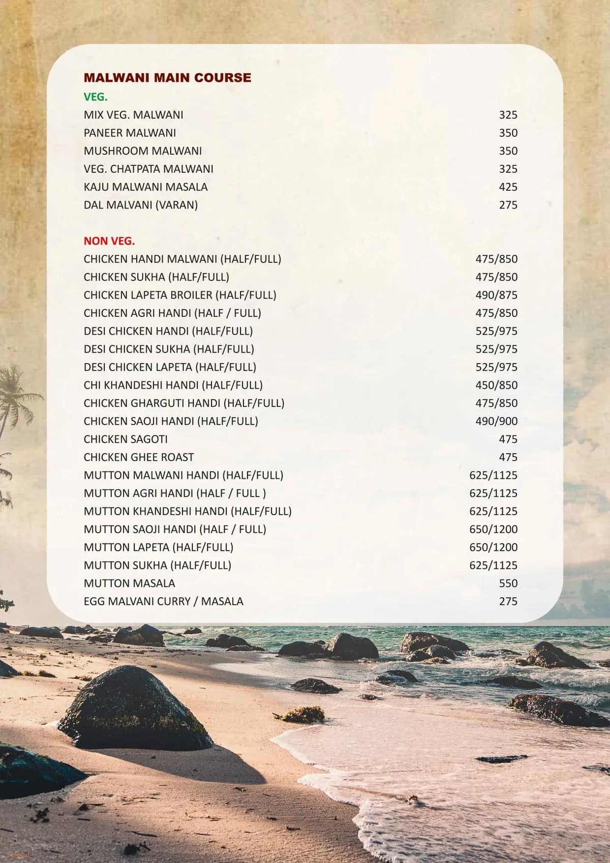 Menu at Malvan Tadka, Thane, Louis Wadi