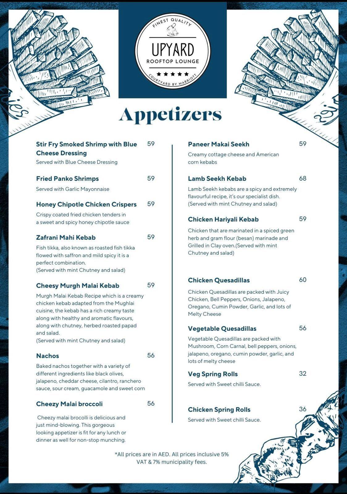 Menu of Upyard Rooftop Bar - Courtyard by Marriott Al Barsha, Al Barsha ...