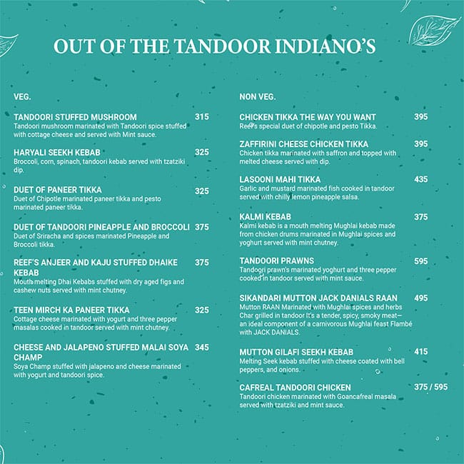 Menu at The Boho Cafe, By The Reef, Chandigarh