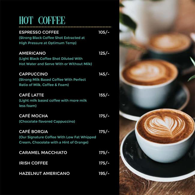 Menu at The Boho Cafe, By The Reef, Chandigarh