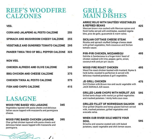 Menu at The Boho Cafe, By The Reef, Chandigarh