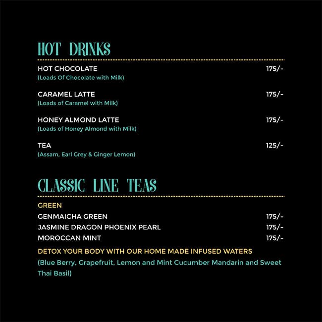 Menu at The Boho Cafe, By The Reef, Chandigarh