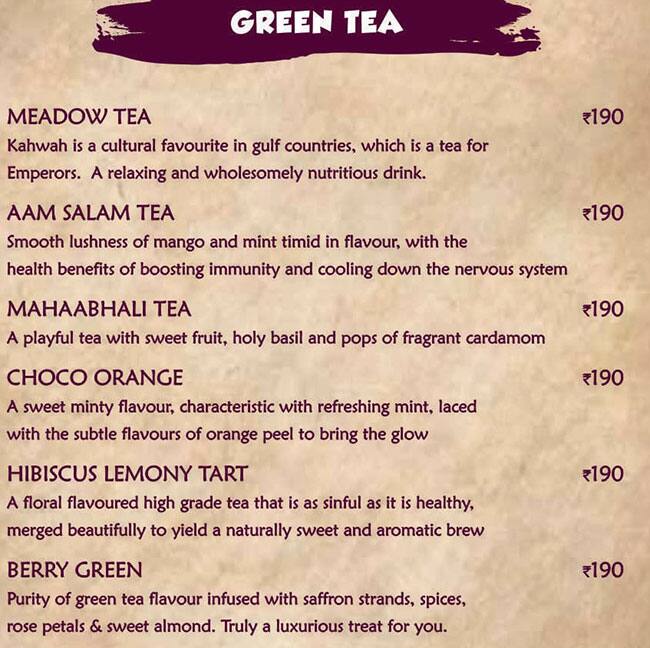 Menu at The Little Village, Hyderabad
