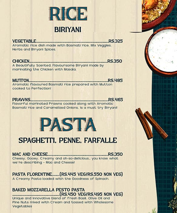 Menu at The Little Village, Hyderabad