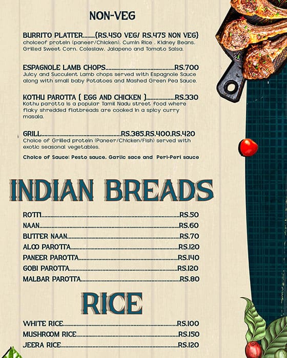 Menu at The Little Village, Hyderabad