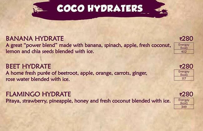 Menu at The Little Village, Hyderabad