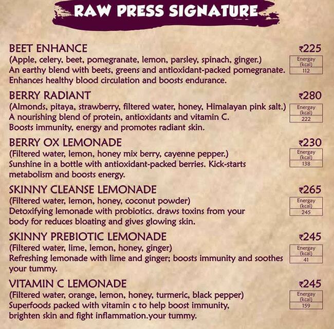 Menu at The Little Village, Hyderabad