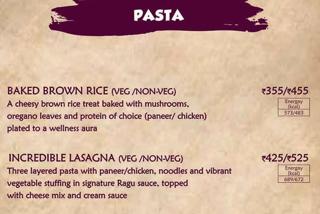 Menu at The Little Village, Hyderabad