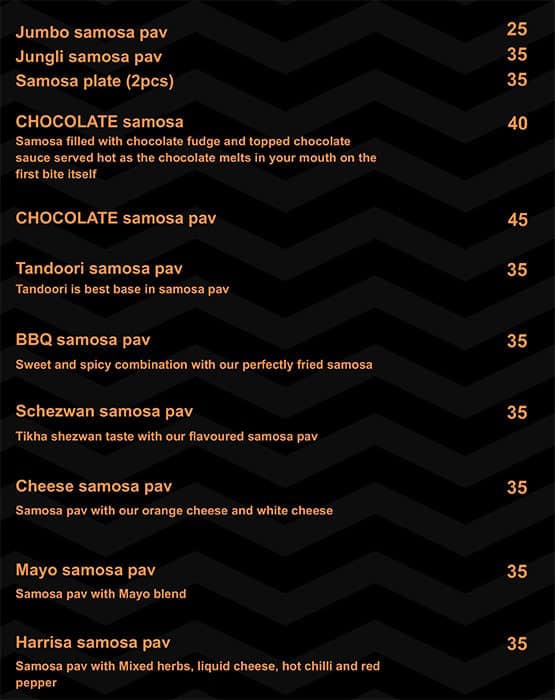 Menu at Jugaadi Adda, Dombivli