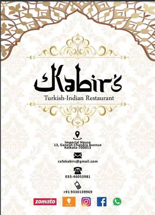 Menu at Kabir's, Kolkata