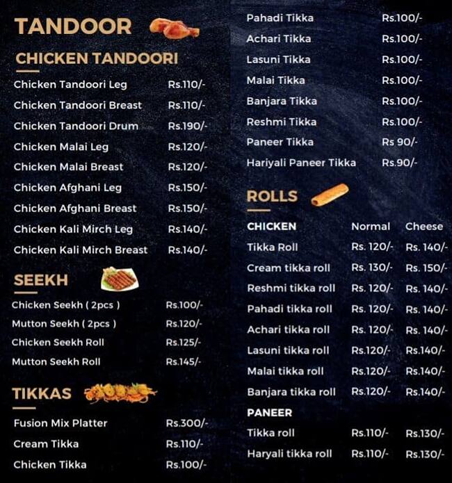 Menu of Tawa Fusion, Mazgaon, Mumbai