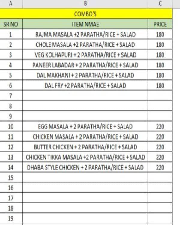 Menu of Hand Pick Thali & Combo, Viman Nagar, Pune