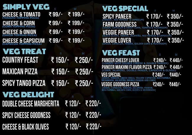 Menu of 3 Idiots, Krishna Nagar, New Delhi