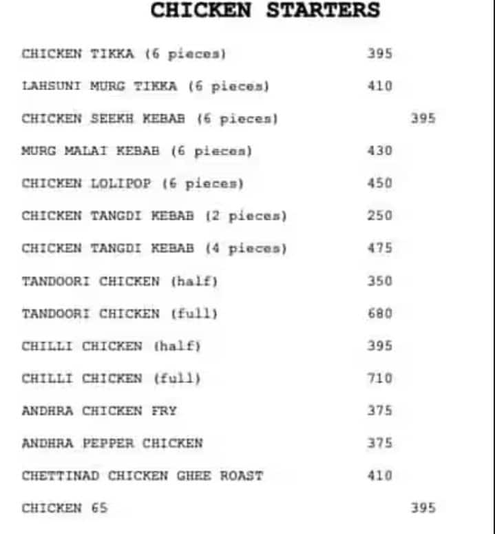 Menu of Harilal Restaurant, Sector 23, Gurgaon