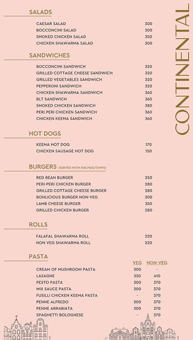 Menu of Bonlicious, Ranjit Avenue, Amritsar