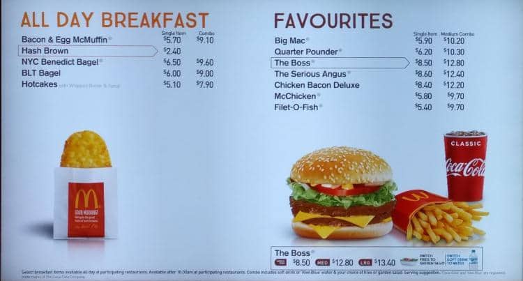 McDonald's Menu, Menu for McDonald's, Half Moon Bay, Auckland ...