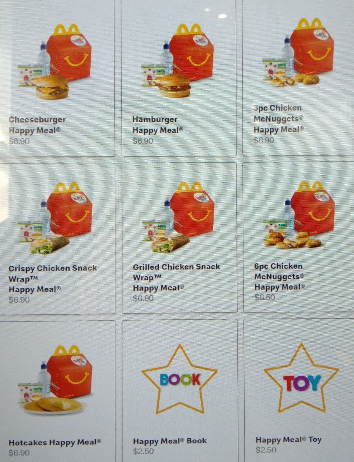 Menu at McDonald's restaurant, Auckland, /1161 Great N Rd