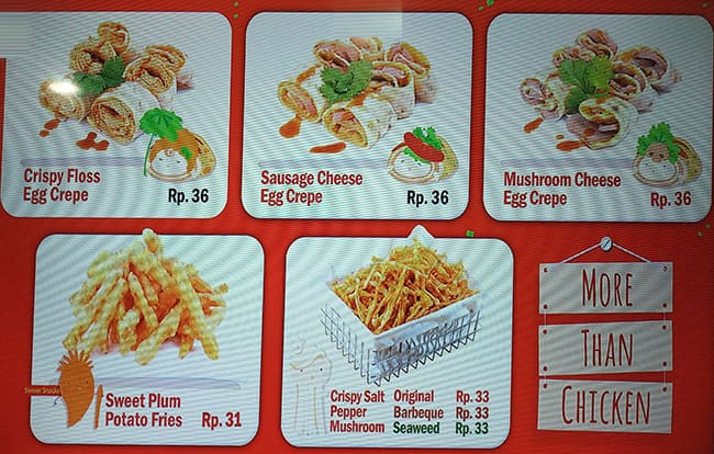Menu at Shihlin PIK Mall restaurant, Jakarta