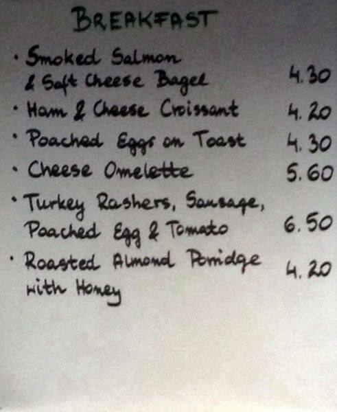 Menu at Cafe Diem, Dublin, Ever Ready Unit