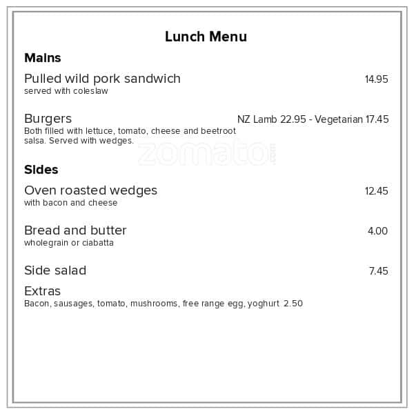 Menu at Jester House Café cafe, Tasman