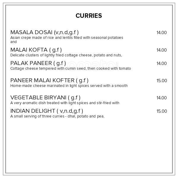 Menu at Circadian Rhythm Cafe, Dunedin