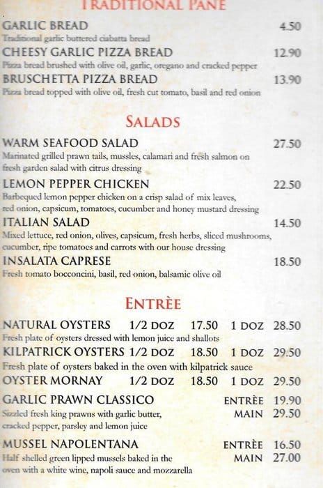 Menu at Marinara Restaurant, Hawthorne