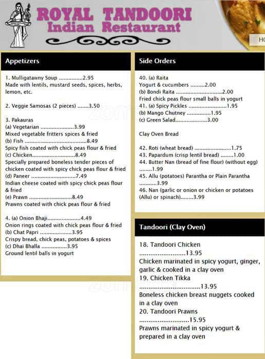 Royal Tandoori Indian Menu, Menu for Royal Tandoori Indian, New ...