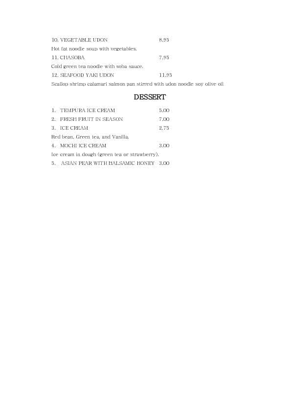 Menu at Yuraku Japanese Restaurant - Germantown, MD, Germantown