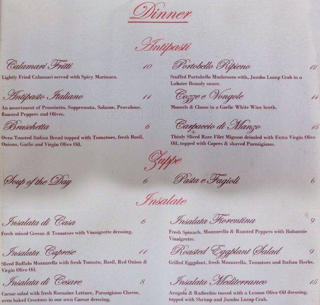 Verona Tavern Menu