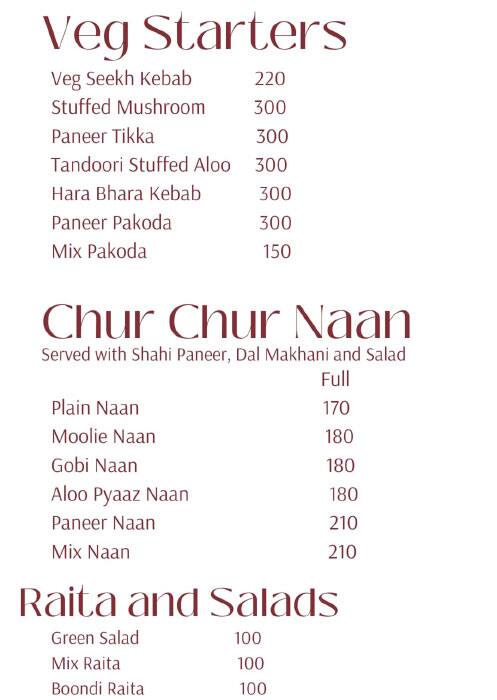 Menu of Moolchandwale Chur Chur Naan And Parantha Since 1983, Lajpat ...